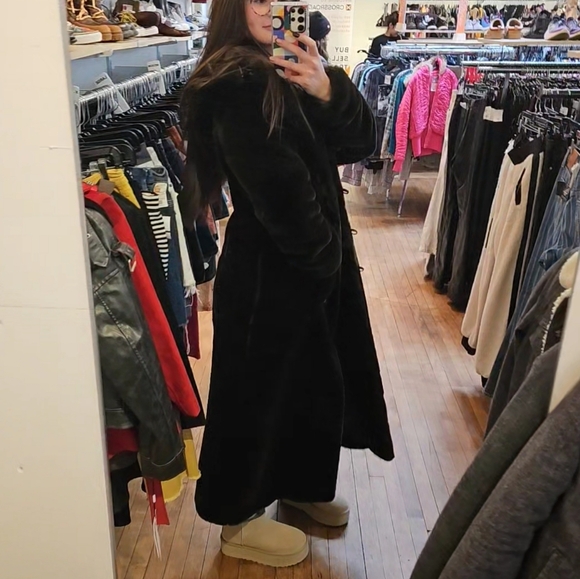 NILS | Jackets & Coats | Nils Sportswear Long Brown Faux Fur Coat ...